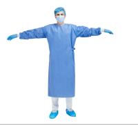 China Knitted Cuff Surgical gown Utrosonic Welding 45gsm sterilization individul package for sale