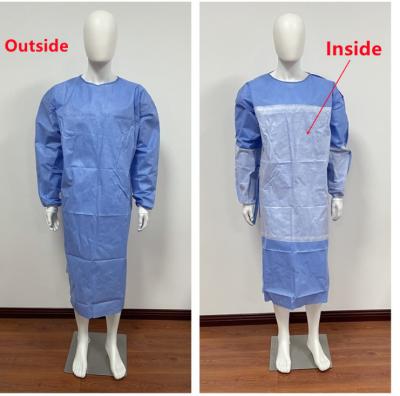China Eco Friendly Breathable Non woven Reinforced Disposable Surgical Gown Operating Gown for sale