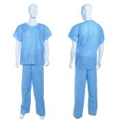 China Scrubs Short Sleeve Pants SMMS Nonwoven Patient Gown Waterproof For Hospital for sale