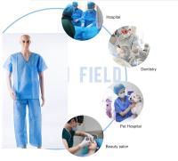 China SMMS Anti Bacterial Waterproof Scrub Suits Short Sleeve Suit Patient Suits For Hospital for sale