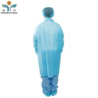 China Waterproof Disposable Lab Coat PP Non-Woven Fabric In Blue White for sale
