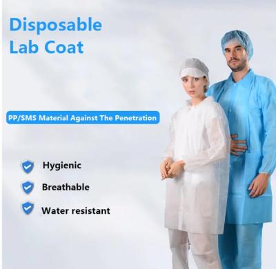 China Breathable Waterproof Disposable Lab Coat For Medical Use PP SMS Material for sale