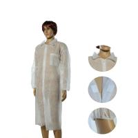 China Breathable Waterproof Non Woven Disposable Lab Coat In White / Blue for sale