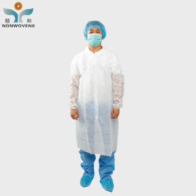 China Disposable Lab Coat Made Of Non-Woven Fabric For Medical Laboratory Factory for sale