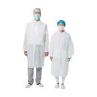China Waterproof Disposable Lab Coat PP Non-Woven Fabric In Blue White for sale