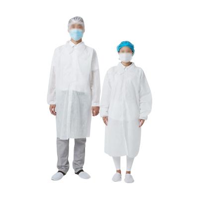 China Waterproof Disposable Lab Coat PP Non-Woven Fabric In Blue White for sale