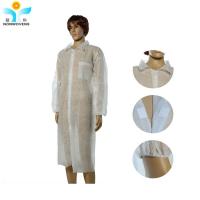 China Knit Wrists Disposable Lab Coat PP PPE SMS Nonwoven Material for sale
