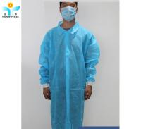 China Knit Wrists Disposable Lab Coat PP PPE SMS Nonwoven Material for sale