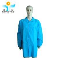 China OEM Disposable Lab Coats With Cuffs And Knit Collar Pockets CE Certificate for sale