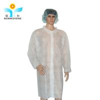 China Unisex 30g Disposable Lab Coat Blue White PP SMS Bacterial Proof for sale
