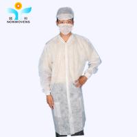 China Unisex 30g Disposable Lab Coat Blue White PP SMS Bacterial Proof for sale