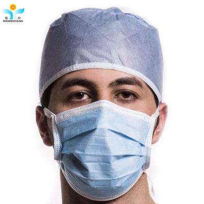 China Surgical Disposable Hair Net Cap Spunlace Polypropylene Fabric Tie On for sale