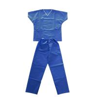 China v collar disposable protective suits thread sewing hospital scrub sets raw material for sale