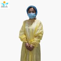 China Yellow Disposable Suits Nonwoven Pp Pe Isolation Gown Protection Clothes for sale