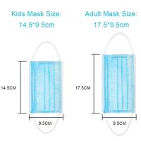 China Different colors Medical 70gsm 3 Ply Disposable Face Mask 98% Filter Rating for sale