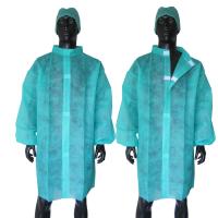 China Nonwoven Medical Disposable Lab Coats White Blue Color S-XXXXL Size for sale