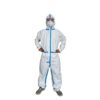 China 65gsm Waterproof Disposable Hooded Coverall With Microporous Fabric For Chemical for sale