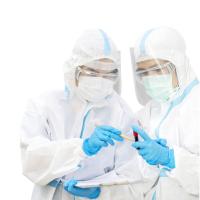 China Disposable Nonwoven Safety Coverall PP+PE Clothing with Elastic Cuffs Waterproof for sale