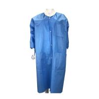 China Navy Blue Sms Nurse Scrub Disposable Lab Coat With Knit Collar for sale