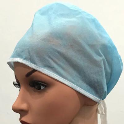 China Disposable Non Woven SMS Medical Bouffant Doctor Cap Elastic Surgical Hats for sale