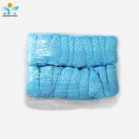 China 30gsm Non Slip Foot Covers Plastic Blue Non Woven Polypropylene Shoe Covers for sale