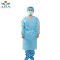 China Waterproof Nonwoven Disposable Isolation Gown With Elastic Knitted Cuff for sale