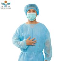 China Waterproof Nonwoven Disposable Isolation Gown With Elastic Knitted Cuff for sale