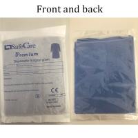 China Disposable Blue SMS unisex hospital gowns Nonwoven With Knitted Cuff for sale