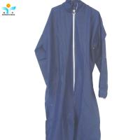 China Sms Disposable Protective Wear Coverall With Knitted Elastic Cuffs And Zipper Cap for sale
