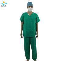 China Medical Blue Medical Green seperated Top and Pant Disposable Hospital Scrubs Protective Siuts for sale