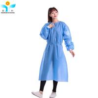 China Medical Blue Disposable Surgical Gown 35gsm Operation Waist 4 ties for sale