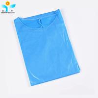 China Medical Blue Disposable Surgical Gown 35gsm Operation Waist 4 ties for sale