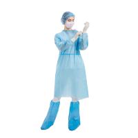 China PE Disposable Protective Wear Medical PPE Hospital Isolation Gowns Knitted Cuff for sale