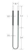 China High Temperature U-Type MoSi2 Heating Element 2000W 1800°C for Industrial Furnaces for sale