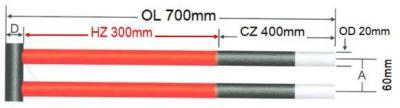 China 1600C Ultra High Temperature Heating Elements U Shaped Silicon Carbide Rod for sale