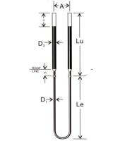 China U-Type Molybdenum Disilicide Heating Element 300mm 2000W 1800°C High Temperature Industrial Heater for sale
