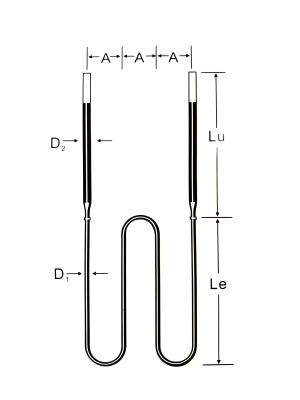 China W Shaped MoSi2 Heating Element 220V 380V Moly Disilicide for Vacuum Furnace for sale