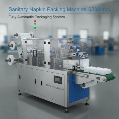 China Sanitary Napkin Packing Machine 6000 950 2000 mm Fully Automatic Packaging System for Feminine Hygiene Product Packaging for sale