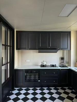 China Classic Matte Black Shaker Style Fitted Kitchen Cabinetry Set for sale