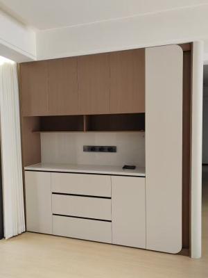 China Modern Minimalist Curved-Edge Sideboard & Power Track Coffee Bar Unit for sale