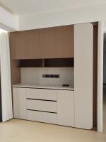China Modern Minimalist Curved-Edge Sideboard & Power Track Coffee Bar Unit for sale