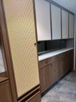 China Japandi Rattan Webbing & Dark Walnut Sideboard Cabinet Unit for sale