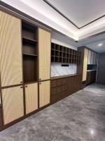 China Japandi Rattan Webbing & Dark Walnut Sideboard Cabinet Unit for sale