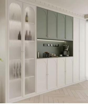 China French Arched Sage Green & Off-White Sideboard Coffee Bar Unit for sale