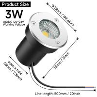 China IP67 Outdoor LED Underground Light 3W Warm White COB Round Shape 304 Stainless Steel 80mm Inground Light for sale