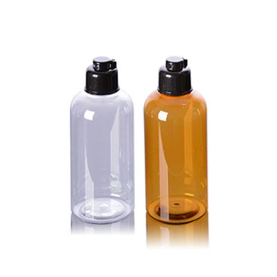 China Flip 300ml Amber Plastic Shampoo Bottles Lotion clear for sale