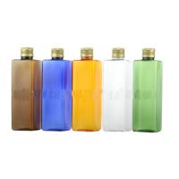 China Amber 12oz Square Plastic Lotion Bottles Empty Shampoo Bottles for sale