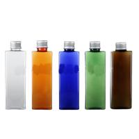 China Amber 12oz Square Plastic Lotion Bottles Empty Shampoo Bottles for sale
