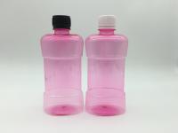China Flat 250ml Plastic Mouthwash Bottle PE Pink Mini Mouthwash Bottles for sale