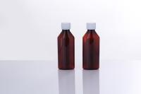 China Syrup Round PE Liquid Medicine Bottles Clear Screw Cap for sale